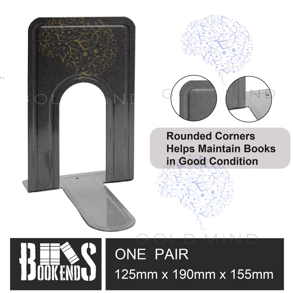 Heavy Duty Metal Bookends 7 1/2" Height 1 Pair (2pcs) Bookend, Book End ...