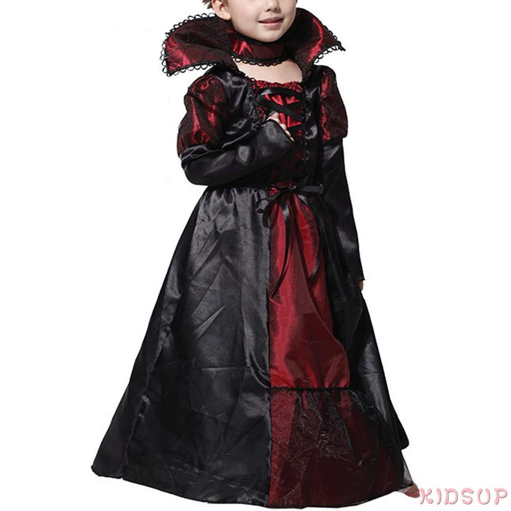 KIDSUP1-Kid Girl Halloween Vampire Costume Set Child Vampiress Role ...