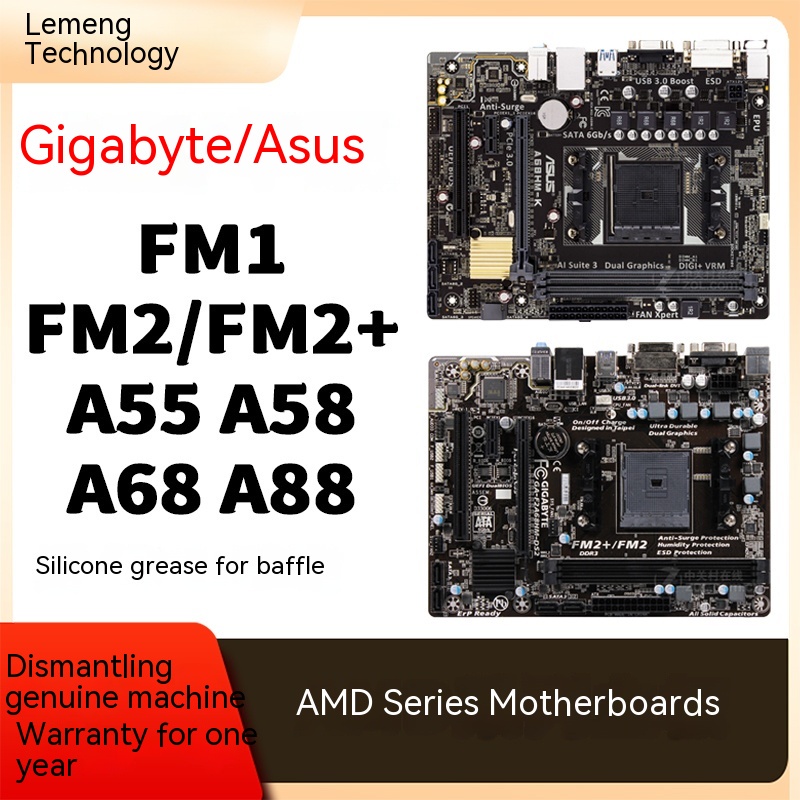 ASUS Gigabyte Used FM1 FM2 FM2+ A55 A58 A68 A75 A88 A85m Desktop Integrated AMD Motherboard ...