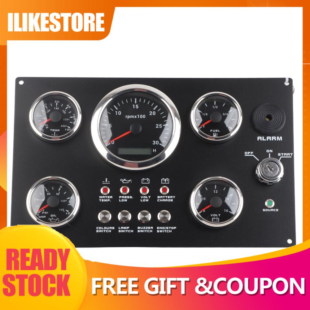 Ilike Boat Dash Instrument Panel Oil Level Display Rust Proof Gauge Set ...