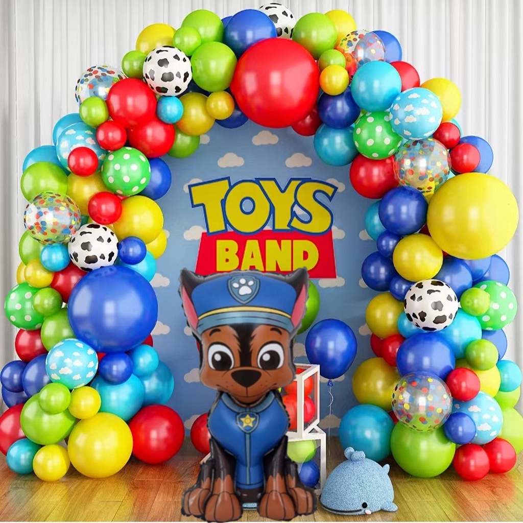 Paw Patrol Theme Chase Balloons Garland Kit 32inch Blue Number Wave Point Latex Balloon Baby ...