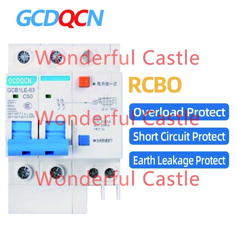 2P 16A Residual Current Circuit Breaker MCB 30mA Overload Short Current ...