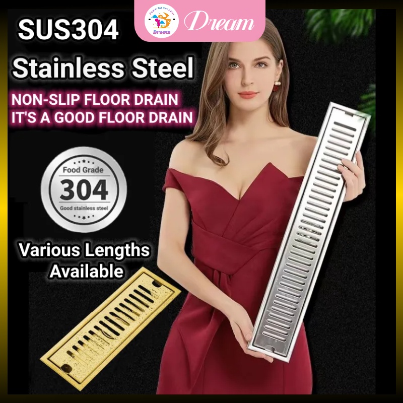 304 Stainless Steel Bathroom Shower Floor Drain Long Drainage Square ...