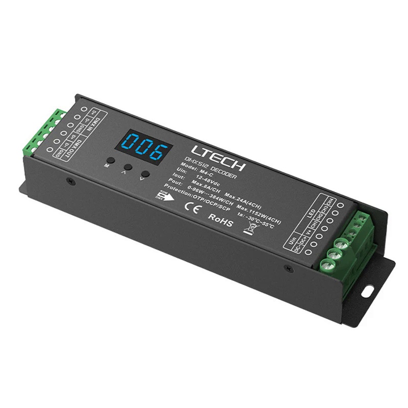 LTECH New Led DMX Decoder 5A*4CH 4A*4CH Output DIN Rail 12V-24V Input 4 ...