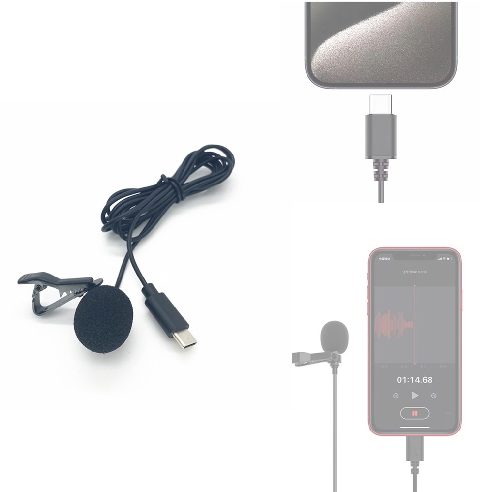 Wired Mic Clip-on USB-C Lavalier Microphone for iPhone 15 16 Plus Pro ...