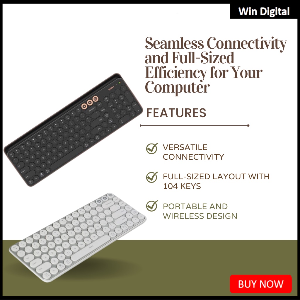 MIIIW Bluetooth Dual Mode Keyboard 104 Keys 2.4GHz Multi System ...