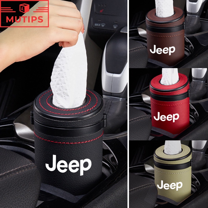 Jeep Car Leather Round Tissue Box Cylinder Paper Towel Storage Holder ...