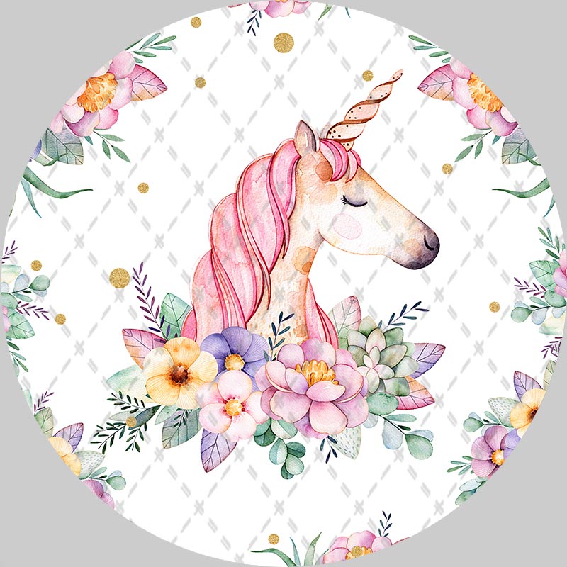Unicorn Round Birthday Backdrop For Photography Baby Shower Kids ...