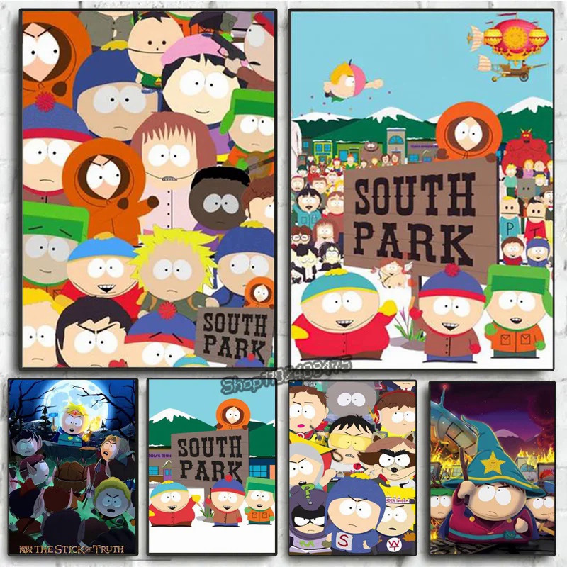 Cartoon S-South Cute P-Park Poster and Prints Anime Characters Wall Art ...