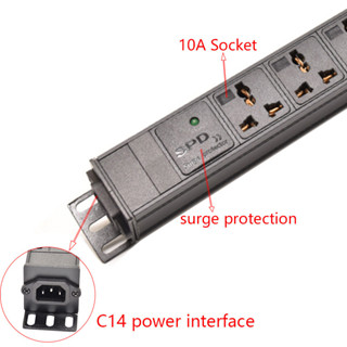 Server Rack PDU power distribution unit C14 power input 2-12 ways universal extension socket LED ...