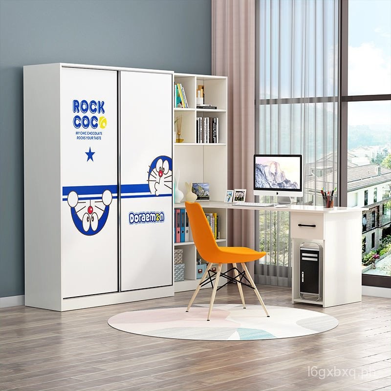 Solid Wood Wardrobe Desk Integrated Combination Corner Computer Desk ...