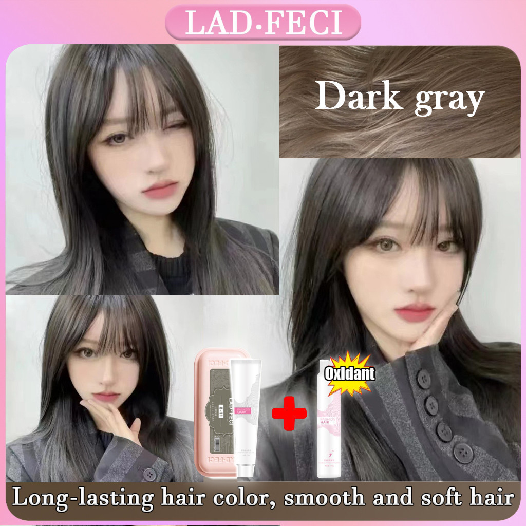 LAD Hair Color Permanent Dark Gray(100ml Hair Dye+100ml Oxidizer) WOMEN ...
