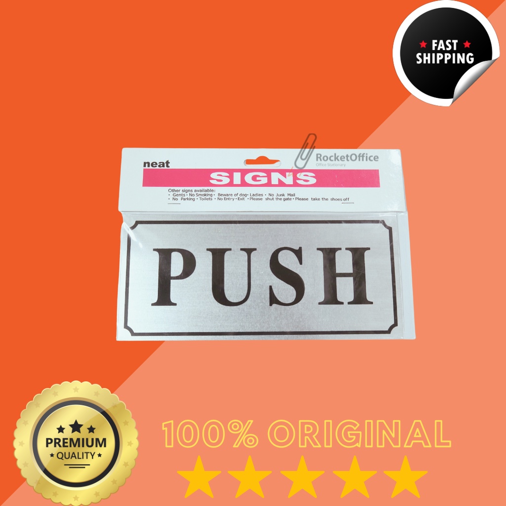 PUSH SIGN - Aluminum Metal Plate w/ Adhesive Sticker Signage | Shopee ...