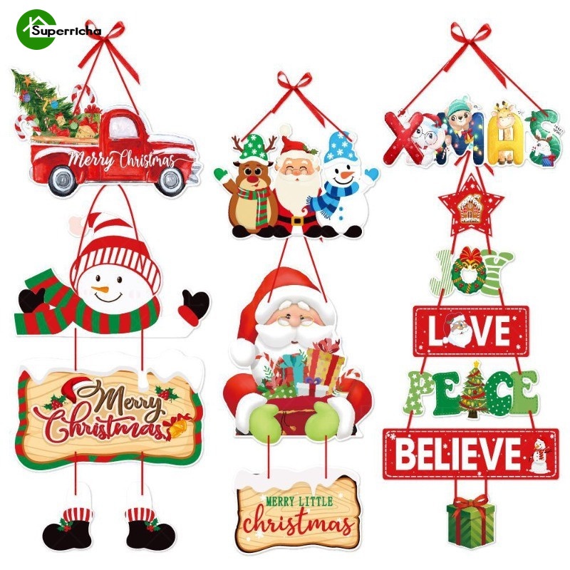 Merry Christmas Hanging Sign /Santa Claus Xmas Welcome Door Decor ...