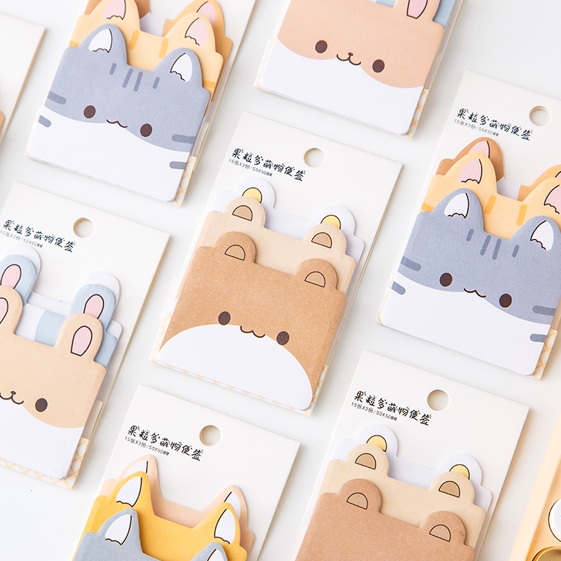 45 Sheets Adorable Cartoon Pet Series Sticky Notes Tearable Memo Paper ...