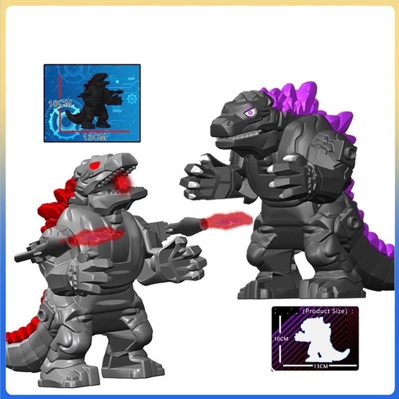 Small particles of Godzilla minifigures children assembling building ...