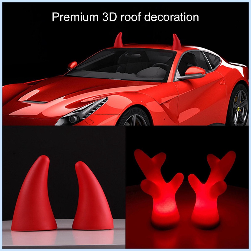 Devil Horns for Car Roof 3D Car Exterior Antenna Roof Top Stickers Car Roof Decals Self-Adhesive ...