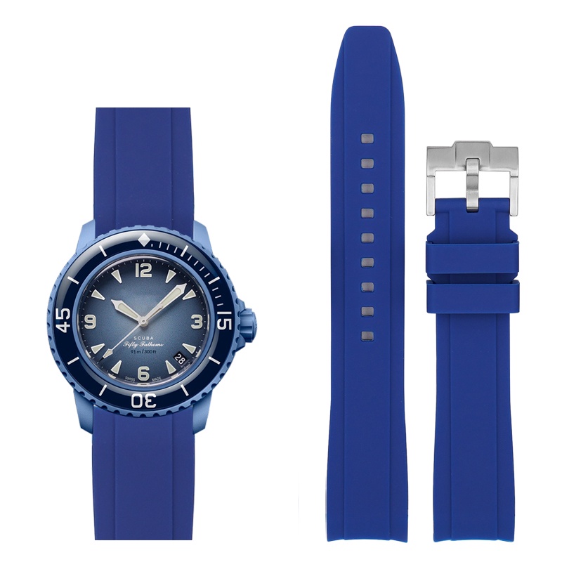 Silicone Watch Strap for Swatch X Blancpain Fifty Fathoms Band 22mm ...