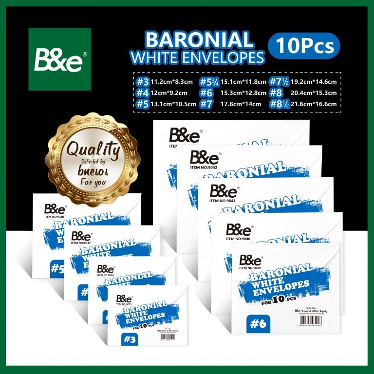 Baronial Envelope White Envelope 3R | 5R Sizes (10pcs/Pack) Stationary ...