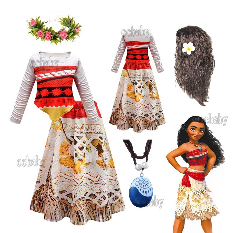 4pcs Moana Set Costume for Girls 1 2 3 4 5 6 7 8 9 10 Year Old Moana ...