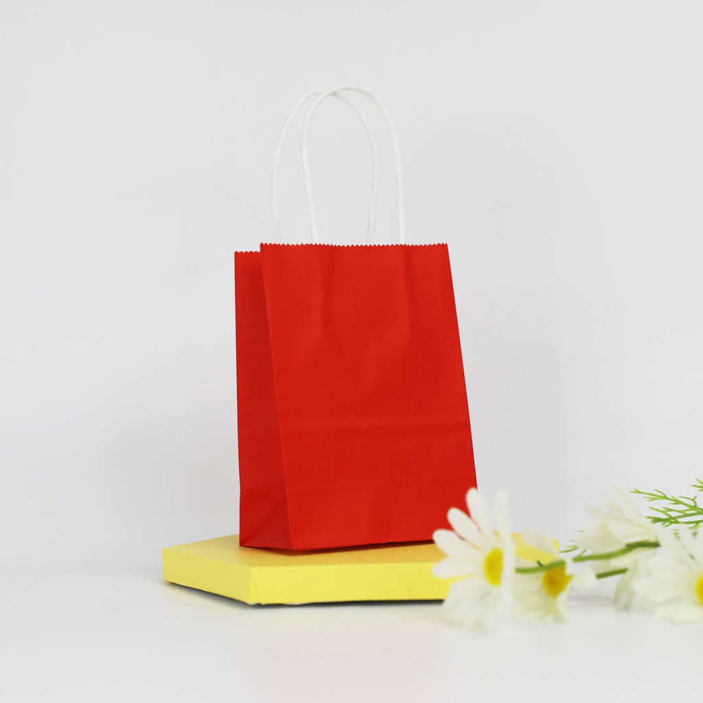 10 Piece Set Paper Bag Birthday Gift Bag Gift Tote Bag Solid Color Gift ...