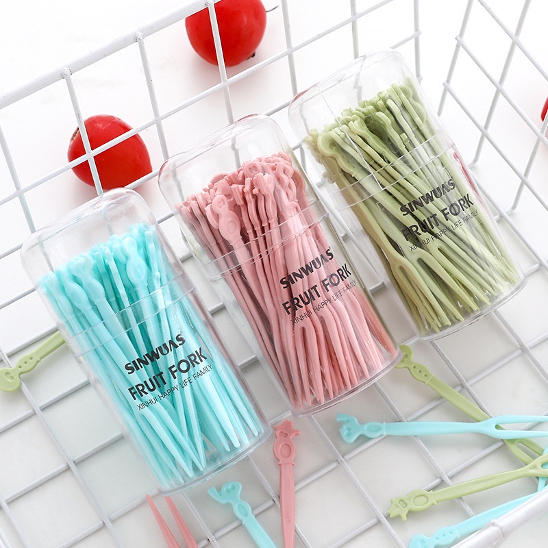 50pcs Cartoon Plastic Fruit Fork Toothpicks Bento Lunch Box For Kids ...