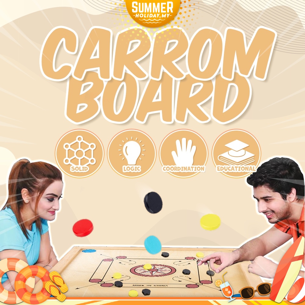 Mini Carrom Board Table Player Plays Papan Carrom For Children Adult ...