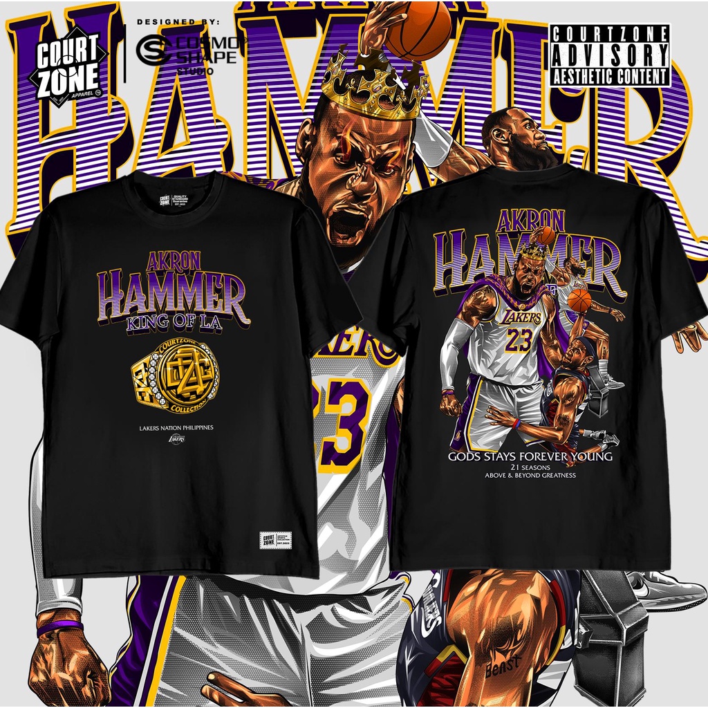COURTZONE APPAREL LEBRON AKRON HAMMER GRAPHIC COTTON TSHIRT FOR MEN AND ...