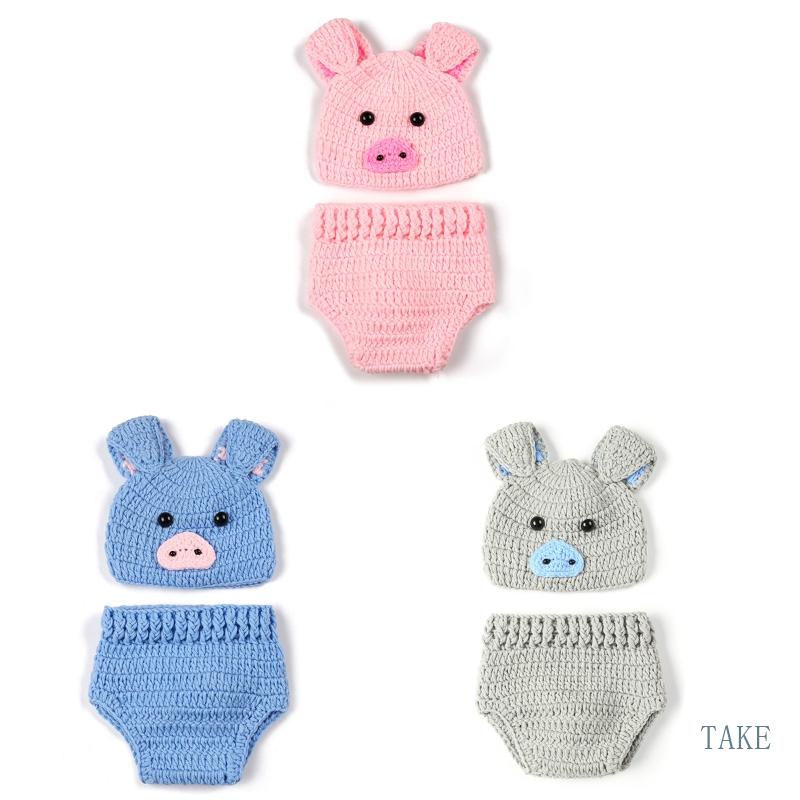 TAKE Pig Costume Newborn Baby Photography Props Crochet Baby Photo ...
