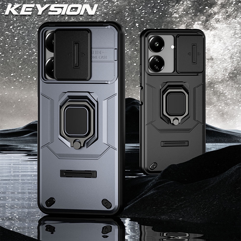 KEYSION Shockproof Armor Case for Redmi 13C Silicone+PC Slide Camera ...