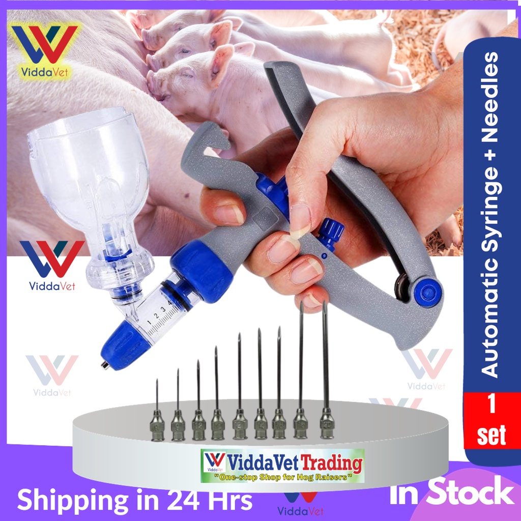 Viddavet Automatic Syringe + 10 Stainless Needles Syringe for pet ...