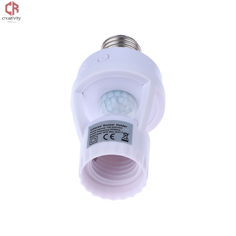 [cr] 1pc Ac100 240v E27 Socket Converter With Pir Motion Sensor Led