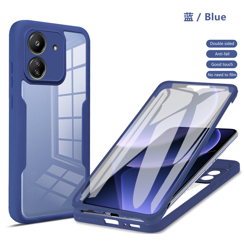 360 Full Cover Case Redmi 13C / Poco C65 Shockproof Transparent Acrylic ...