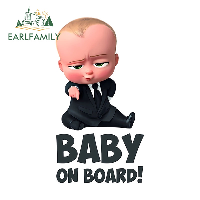 EARLFAMILY 13cm Boss Baby On Board Car Sticker Waterproof Cartoon Decal ...