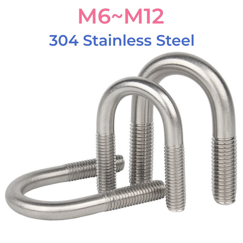 304 Stainless Steel U-Shaped Bolt M6 M8 M10 M12 U-Shaped Pipe Clamp U ...
