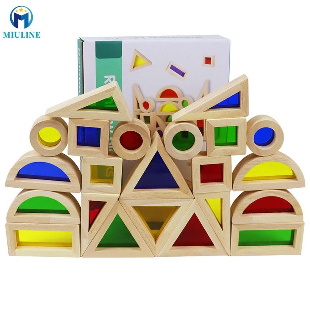 24Pcs Colorful Sensory Blocks Set Imagination Development Construction ...