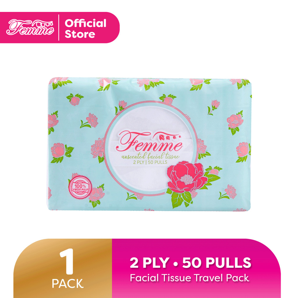 Femme Travel Pack Facial Tissue - 50 Pulls (1 PACK) | Shopee Philippines