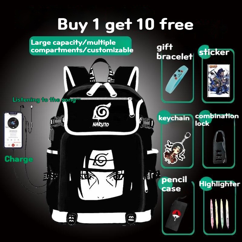 Naruto school bag Uchiha Sasuke Itachi Uzumaki Naruto male and female ...