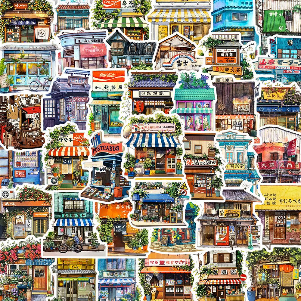 100 Sheets of Corner Store Stickers Dreamy Flower House Store Painted ...