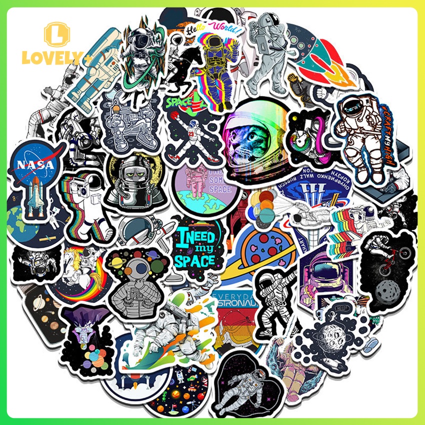 50PCS Luggage Waterproof No Glue Stickers Space Astronaut Sticker DIY ...
