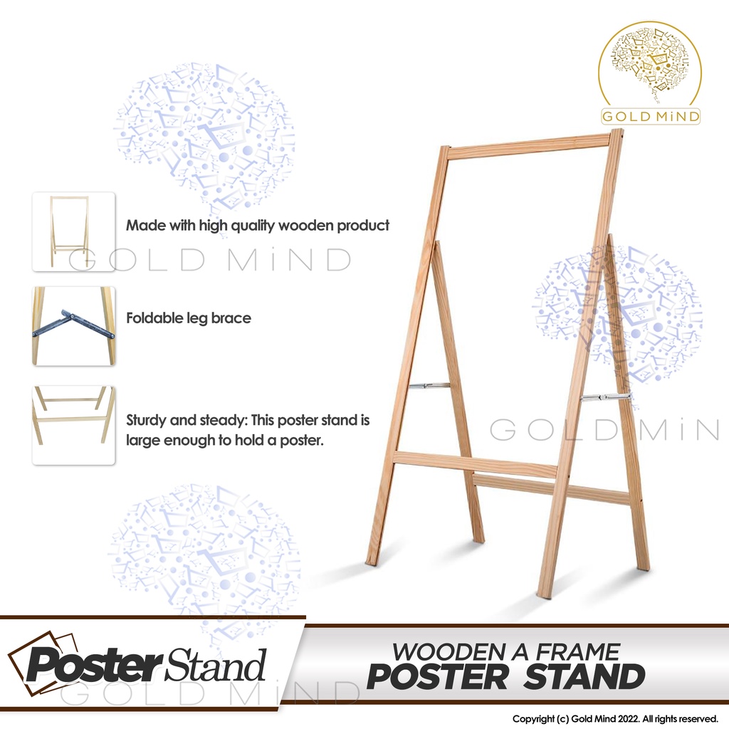 Wooden Poster Stand, Poster Size 60cmW x 90cmH, Foldable, A-Type Frame ...
