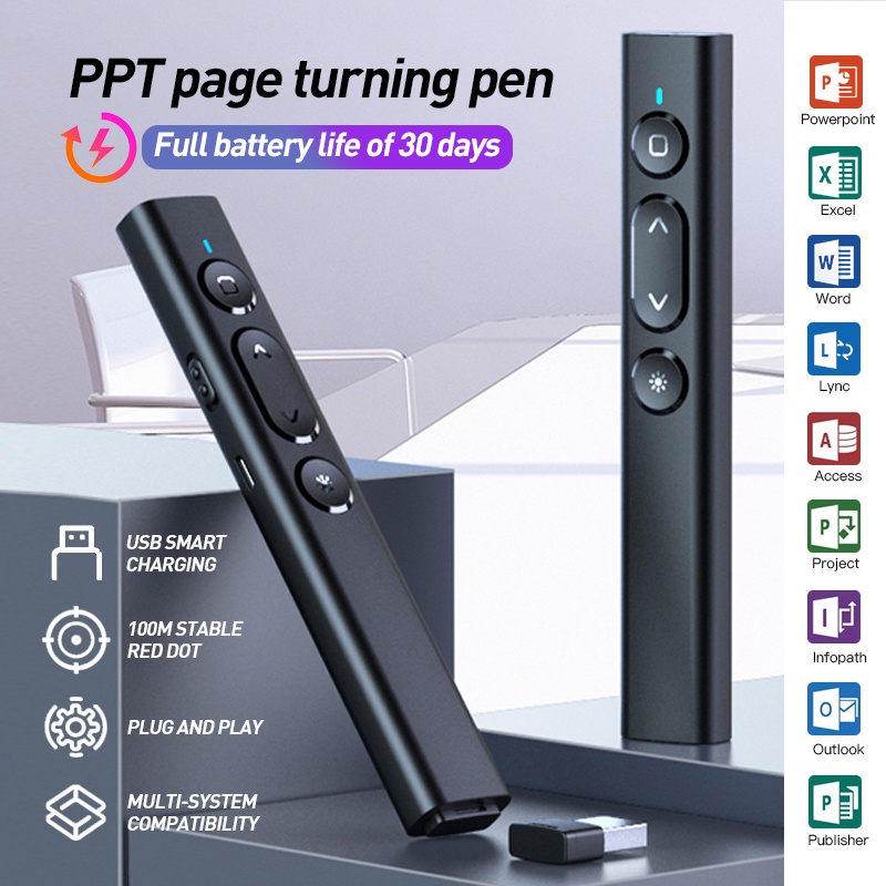 Wireless Presenter Laser Pointer Rechargeable Clicker For PowerPoint ...