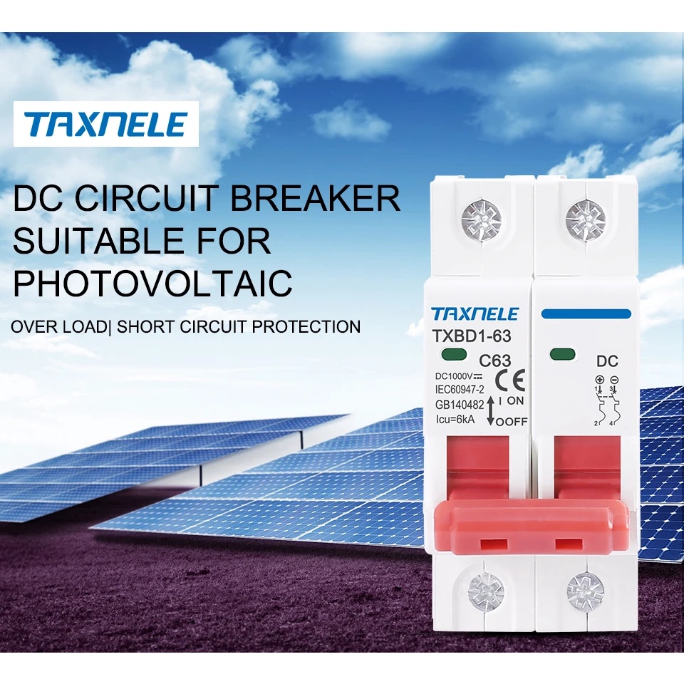 DC 1000V 2P Solar Mini DC Circuit Breaker Battery Switch 6A 10A 16A 20A 25A 32A 40A 50A 63A DC ...