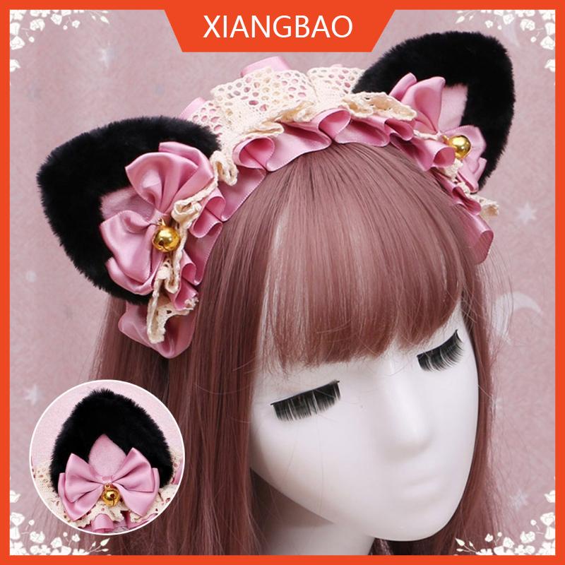 xiangbao Gothic Lolita for Cat Ears Bell Headdress Lace Hair ...