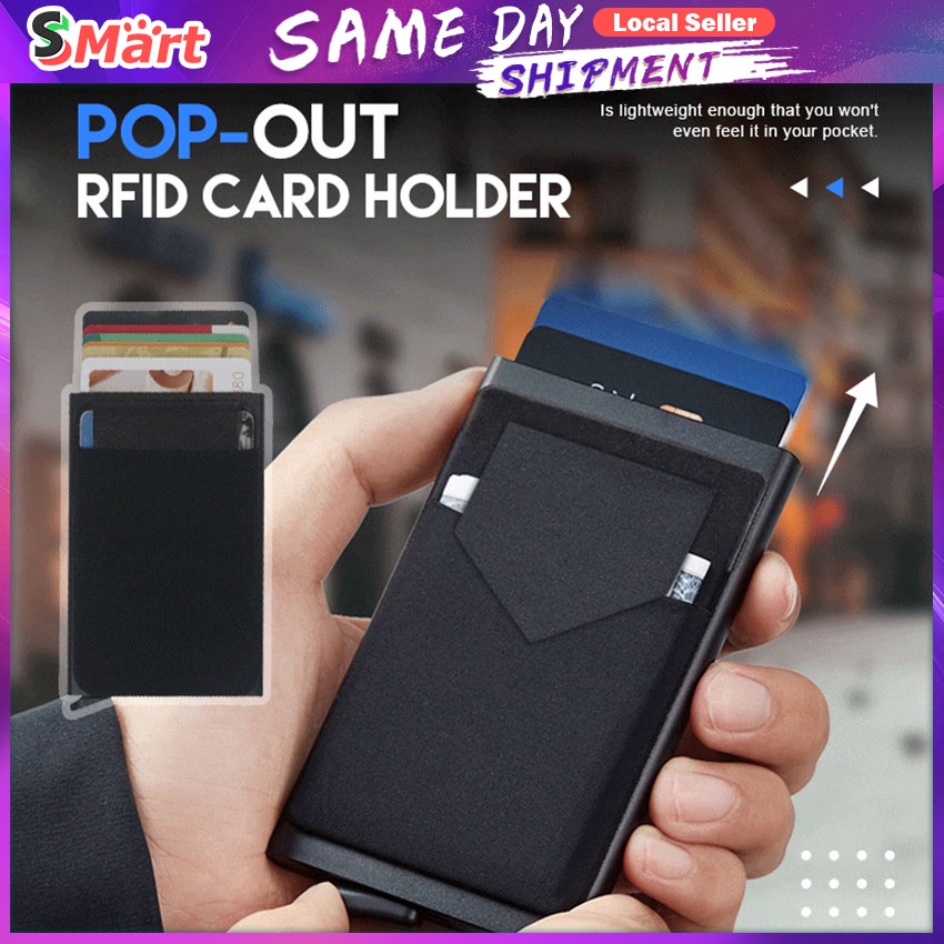 Smart Card Holder Ultra-Thin Aluminum Automatic Pop-Up Mini Rfid Credit ...
