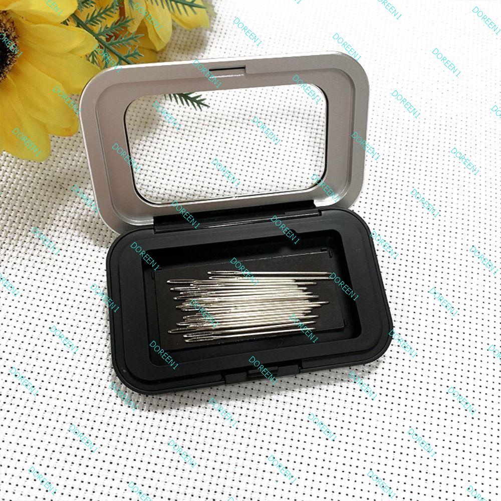 DOREEN1 Magnetic Pin Box, Rectangle Magnet Needle Cushion, Storage Case ...