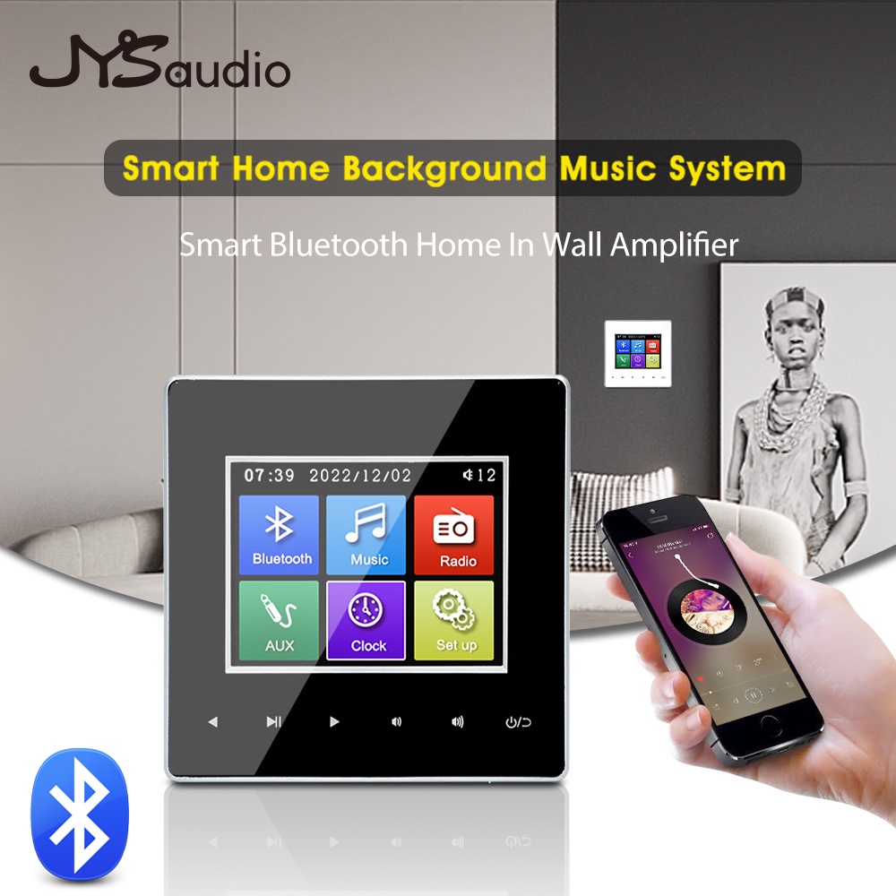 Bluetooth-compatible Wall Amplifier 2or4 channels 2.8"HD Touch Key ...