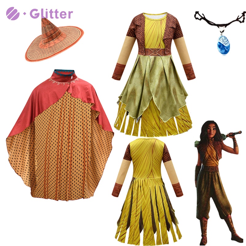 Anime Cartoon Raya and The Last Dragon Cosplay Costume Dress For Kids ...