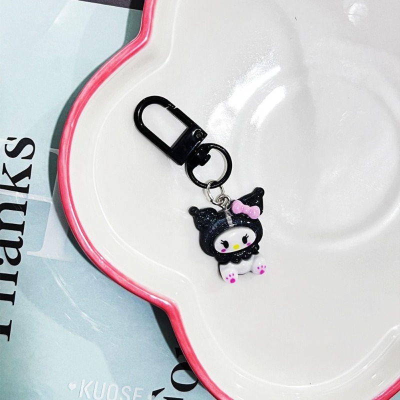 Cartoon Sanrio Keychian Cinnamoroll Kuromi Key Ring Cute Resin Student ...