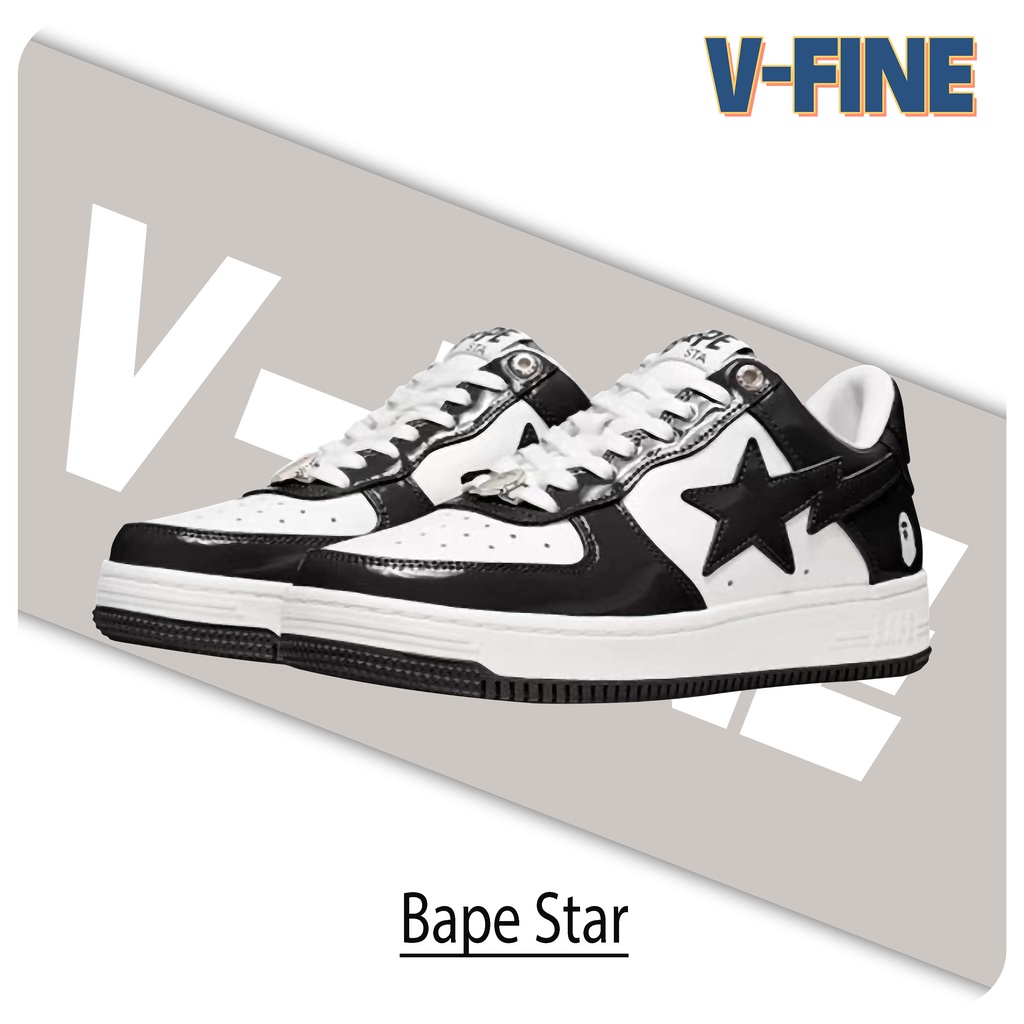 Bape Star Ape-Man Head Low Cut Patent Leather Sneakers Skateboard Shoes ...